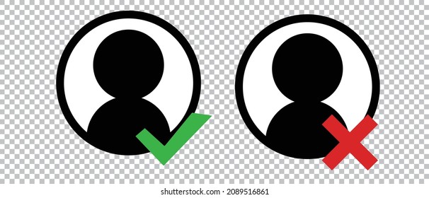 Round User Icon Checkmark Crossmark Simple Stock Vector (Royalty Free ...