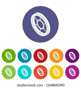 Round Window Frame Icons Color Set Stock Vector (Royalty Free ...