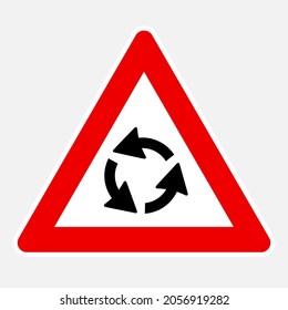Roundabout Ahead Vector Danger Road Sign Stock Vector (Royalty Free ...