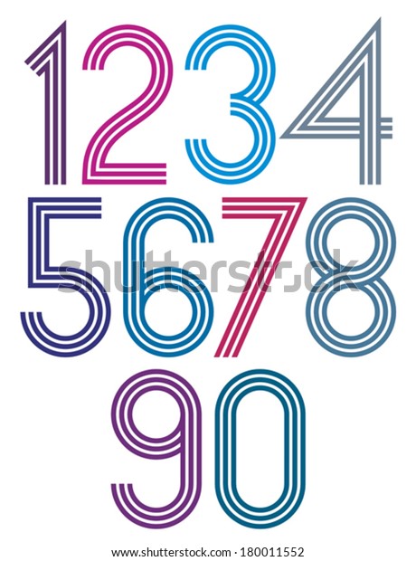 Rounded Big Colorful Numbers Triple Stripes Stock Vector (Royalty Free ...