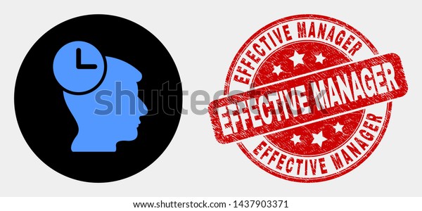 Rounded Head Clock Pictogram Effective Manager Stock Vector (Royalty ...