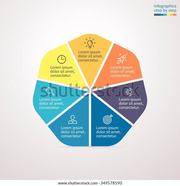 Rounded Heptagonal Diagram Chart Heptagon 7 스톡 벡터(로열티 프리) 349578590