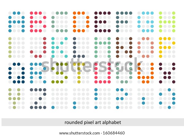 Rounded Pixel Art Alphabet Font Pastel: เวกเตอร์สต็อก (ปลอดค่าลิขสิทธิ์ ...