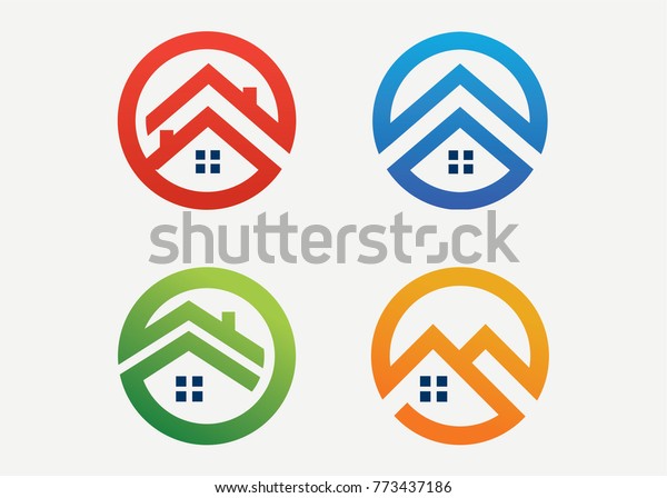 Rounded Real Estate Logo Set Template Stock Vector (Royalty Free ...