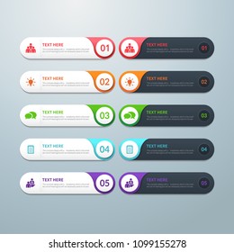 Rounded Rectangle Colorful Banners Infographic Options Stock Vector ...