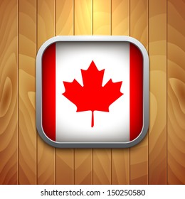 Rounded Square Canadian Flag Icon On Stock Vector (Royalty Free ...