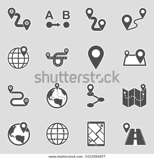 Route Icons Sticker Design Vector Illustration Stock Vector (Royalty ...