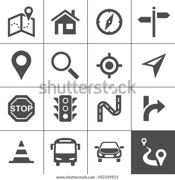 Route Planning Transportation Icon Set Maps Stock Vector (Royalty Free ...