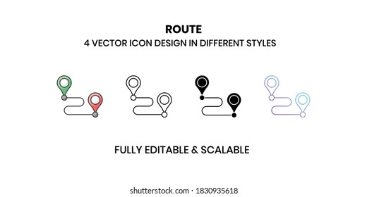 Route Vector Illustration Icons Different Style Stock Vector (Royalty ...