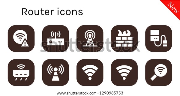 Router Icon Set 10 Filled Router: vector de stock (libre de regalías ...