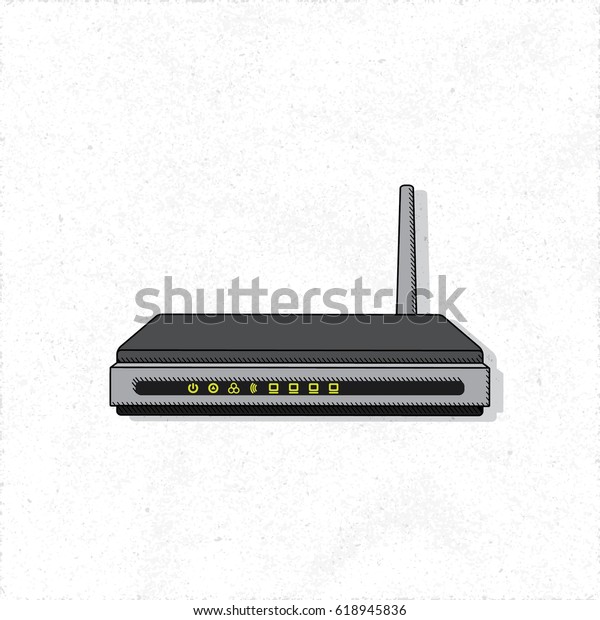 Router Transmitting Antenna Wireless Fidelity Electronic Stock Vector ...