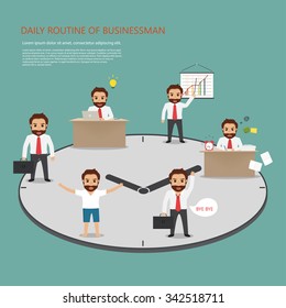 Routine Business Man Office Work People Stock Vector (Royalty Free ...