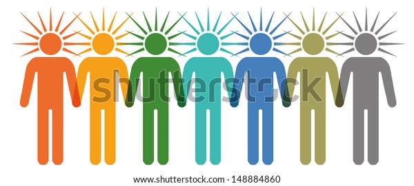 Row Colorfull Stick Figures Standing Together Stock Vector (Royalty ...
