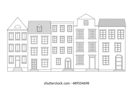 Row Houses Vector Illustration Stock Vector (Royalty Free) 490218697