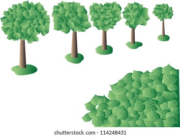 Row Trees Isolated On White Background Stock Vector (Royalty Free ...