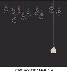 Row Unlit Bulbs One Bulb Illuminated Stock Vector (Royalty Free ...