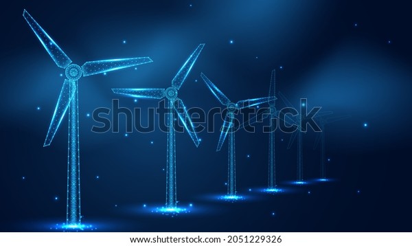 Row Windmill Line Connection Low Poly: เวกเตอร์สต็อก (ปลอดค่าลิขสิทธิ์ ...