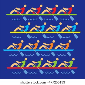 Rowing Race Four Rowing Regatta On Stock Vector (Royalty Free ...