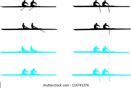 Coxed Rowing Fours Silhouettes Stock Vector (Royalty Free) 161636150 ...