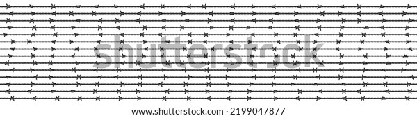 Rows Barbed Wire Outline Style Stock Vector (Royalty Free) 2199047877 ...
