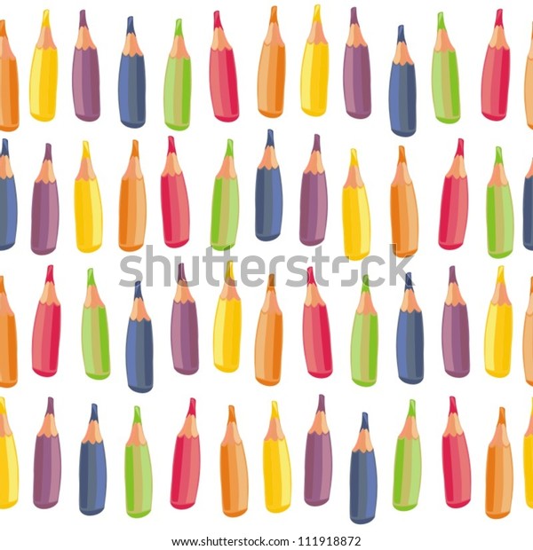 Rows Colorful Crayons Education Seamless Pattern Stock Vector (Royalty ...