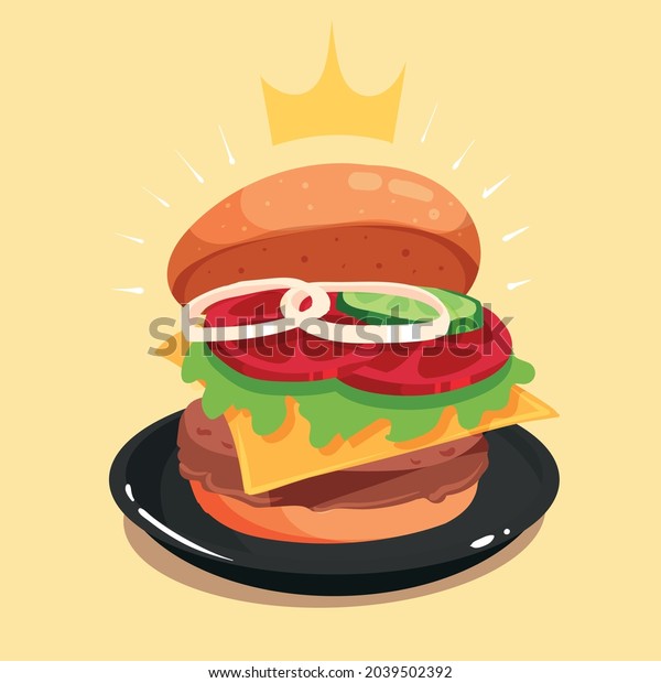 Royal Big Open Burger Cartoon Vector Stock Vector (Royalty Free) 2039502392