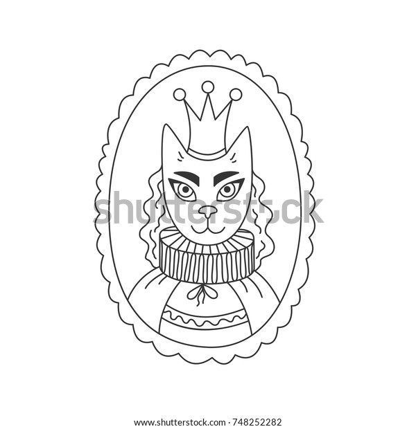 Royal Cat Queen Portrait Frame Colorful: เวกเตอร์สต็อก (ปลอดค่า ...