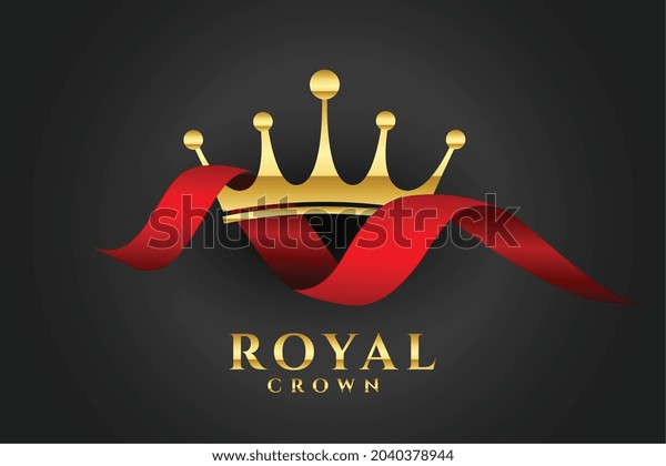 Royal Crown Background Red Ribbon Stock Vector (Royalty Free ...