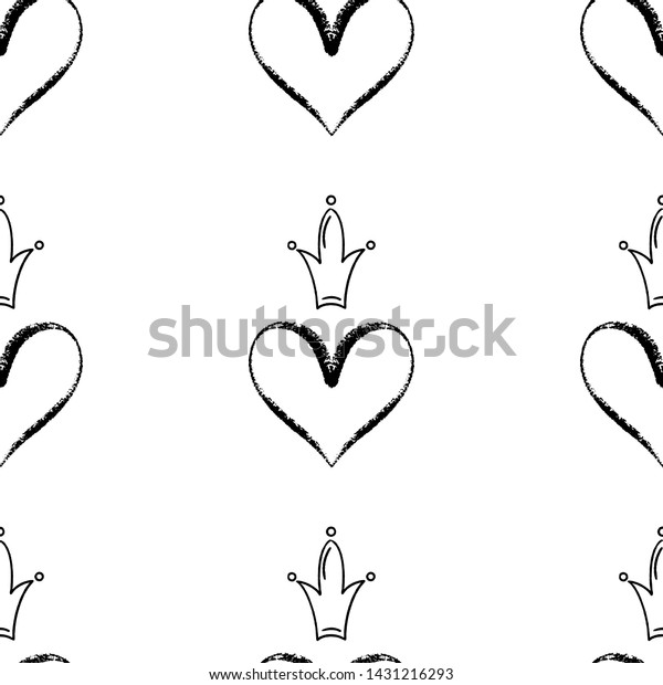 Royal Crown Heart Vector Seamless Pattern Stock Vector (Royalty Free ...