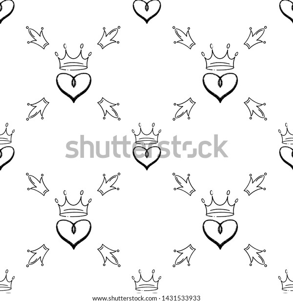 Royal Crown Heart Vector Seamless Pattern Stock Vector (Royalty Free ...