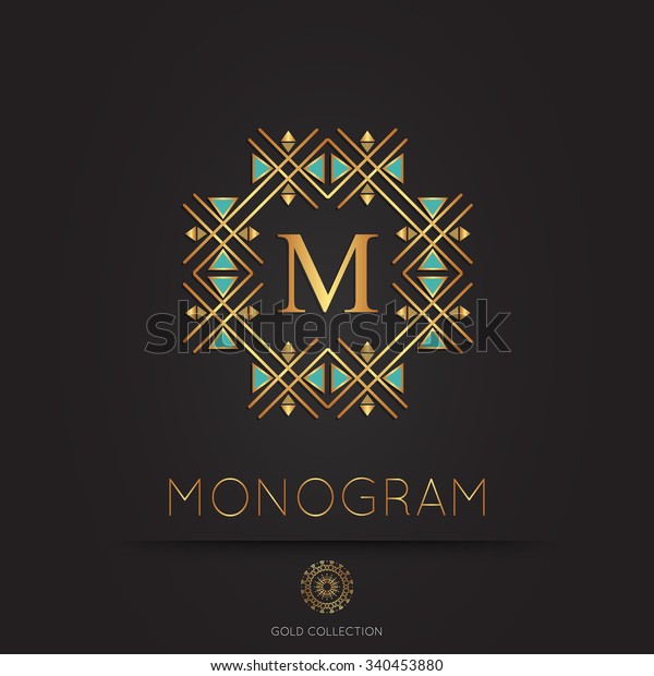 Royal Golden Linear Modern Monogram Logo Stock Vector (Royalty Free ...