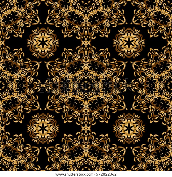 Royal Golden Seamless Pattern On Black Stock Vector (Royalty Free ...