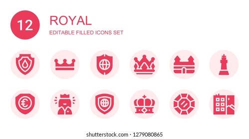 Royal Icon Set Collection 12 Filled Stock Vector (Royalty Free) 1279080865