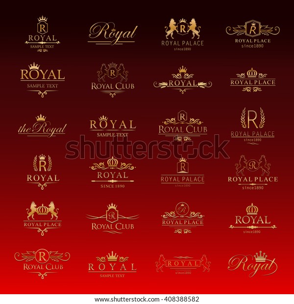 Royal Icons Setisolated On Red Backgroundvector Stock Vector (Royalty ...