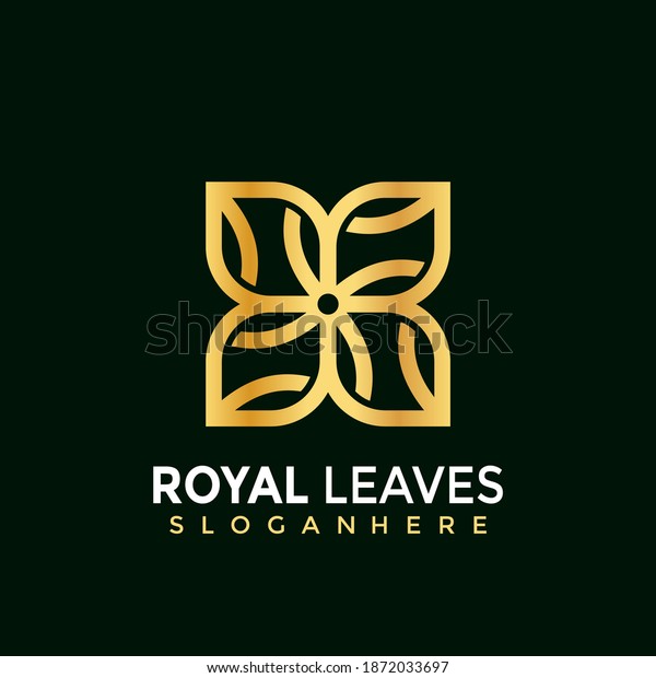 Royal Leaf Logo Gold Nature Leaves Stock Vector (Royalty Free ...