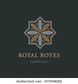 Royal Leaf Luxury Logo Design Template Stock Vector (Royalty Free ...