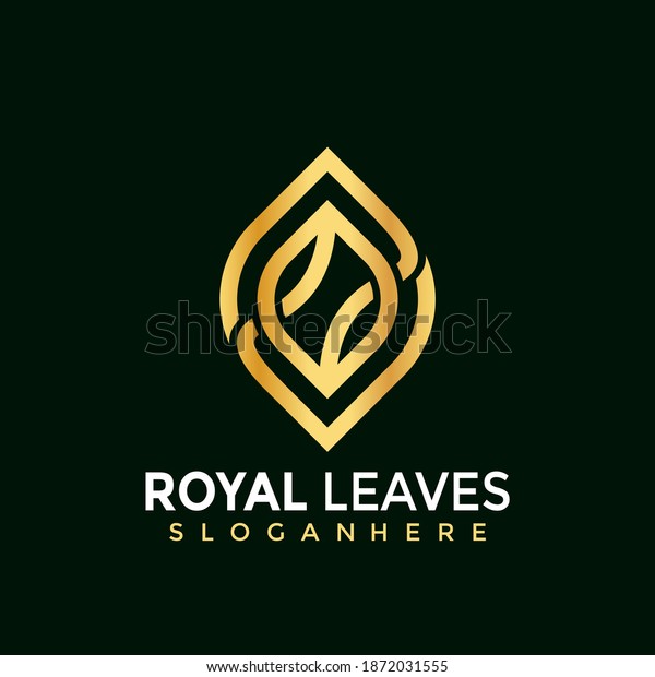 Royal Leaves Logo Gold Leaf Luxury Stock Vector (Royalty Free ...