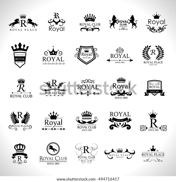 Royal Logo Set - Isolated On White Background - Vector Illustration ...