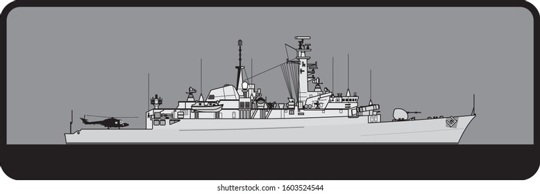 Royal Navy Type 21 Amazonclass Frigate Stock Vector (Royalty Free ...