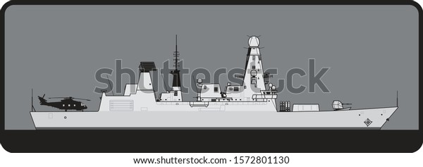 Royal Navy Type 45 Daring Class Stock Vector (Royalty Free) 1572801130