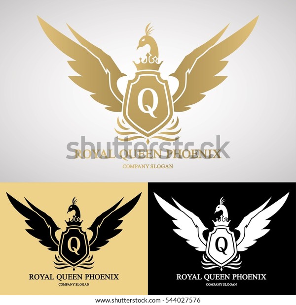 Royal Queen Phoenix Logo Crests Style Stock Vector (Royalty Free ...