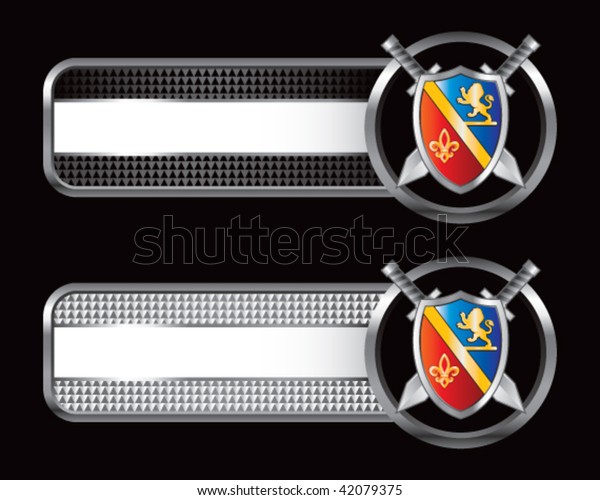 Royal Shield Sword On Black Silver Stock Vector (Royalty Free) 42079375