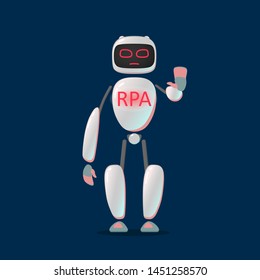 Rpa Robot Working Cute Robot Helps Stock Vector (Royalty Free) 1451258570
