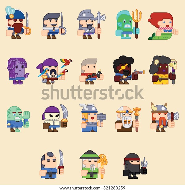 RPG Adventure Mobile Tablet PC Web Game Screen Concept Characters Flat ...