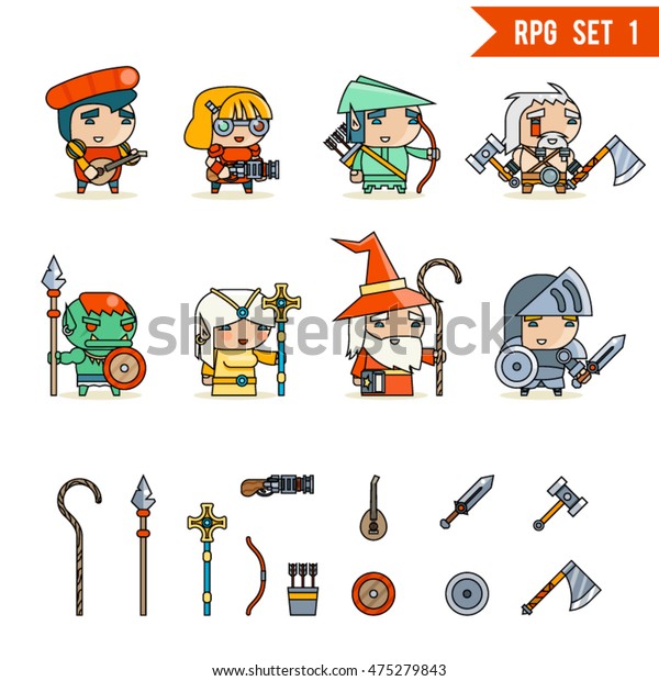 Rpg Game Fantasy Character Vector Icons Stock Vector (Royalty Free ...