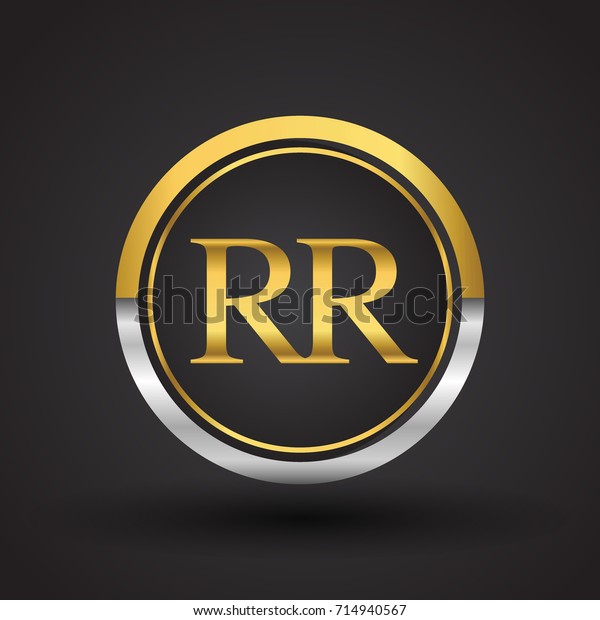 Rr Letter Logo Circle Gold Silver Stock Vector (Royalty Free) 714940567