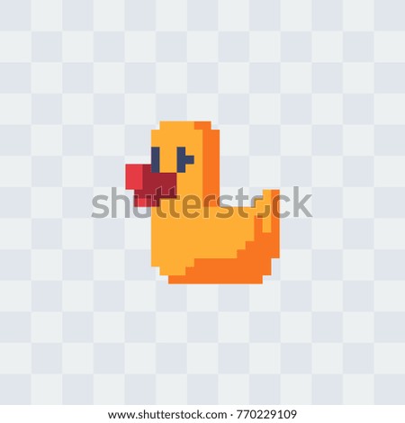 Rubber Duck Icon Pixel Art Style เวกเตอร์สต็อก (ปลอดค่าลิขสิทธิ์ ...