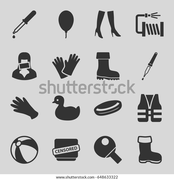 Rubber Icons Set Set 16 Rubber Stock Vector (Royalty Free) 648633322