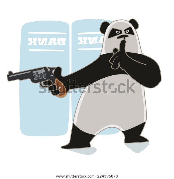 Rubber Panda Holding Gun Stock Vector (Royalty Free) 224396878