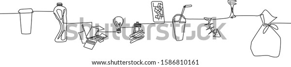 Rubbish Drawing One Continuous Line Crumpled Stock Vector (Royalty Free ...